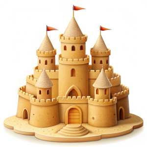 Illustration of a sand castle cut out on white background - Recraft