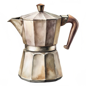 a vintage italian coffee press illustration white background - Recraft