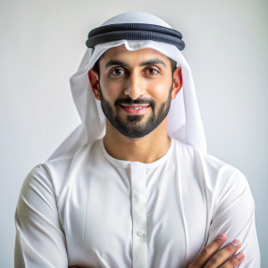 Portrait An Emirati entrepreneur man on white background - Recraft