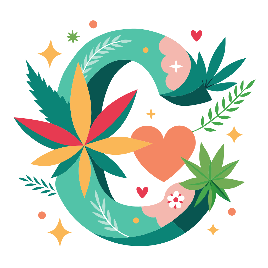 Create an imaginative composition featuring the letter 'C' as the focal point, embellished with ...