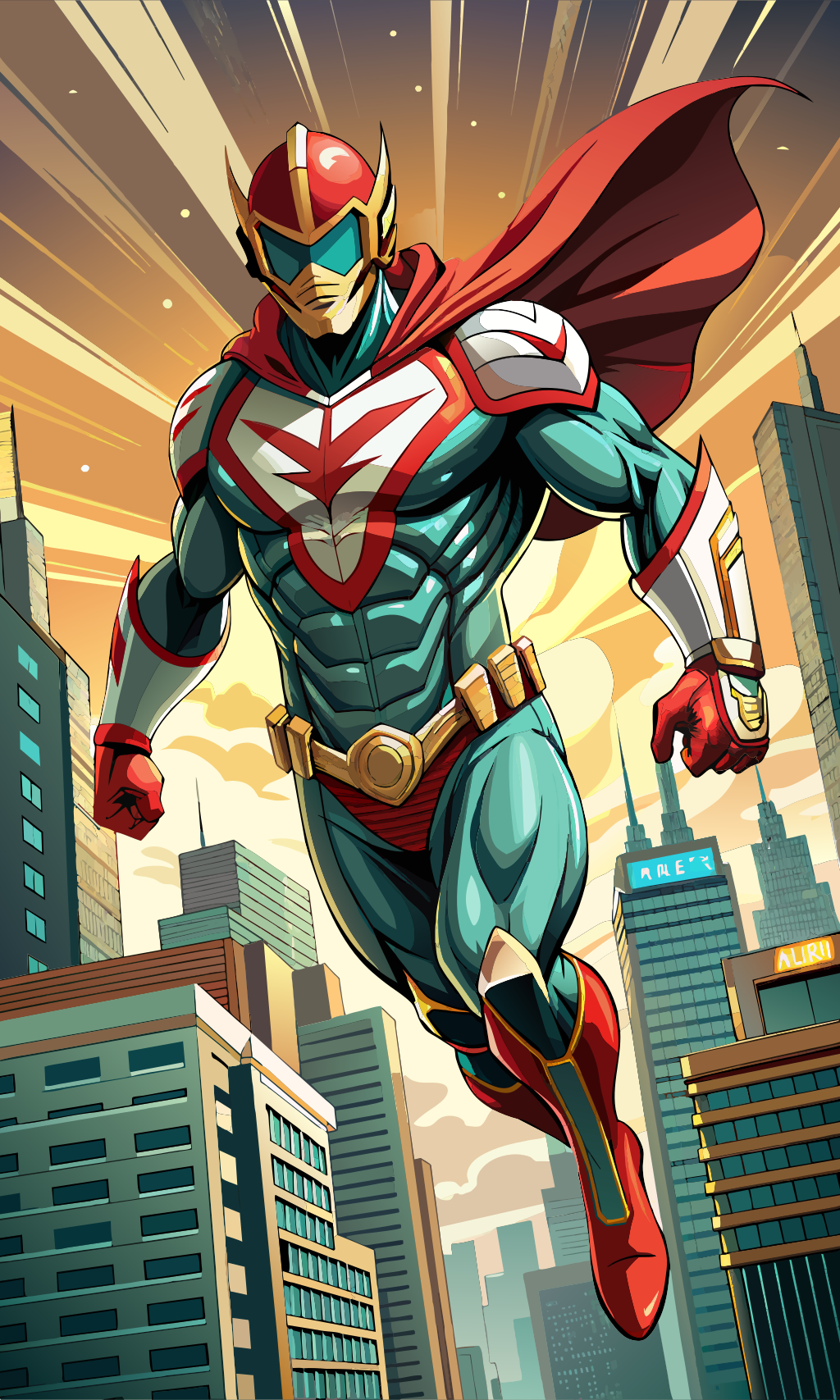 Create New comics design, A hero man, style mixed by power ranger and ...