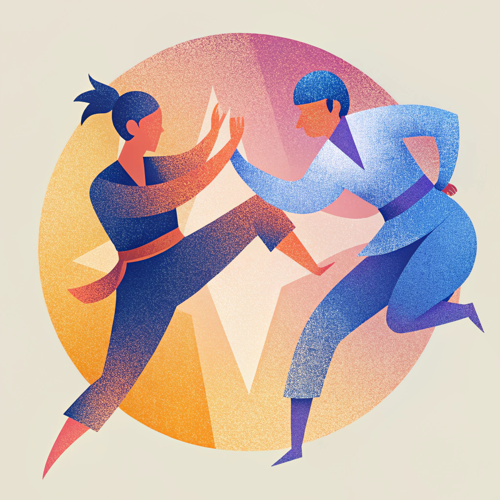 two people fight in karate style stickers - Recraft