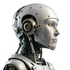 Robot Head side view isolated on white background - Recraft