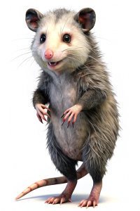curious, realistic, black and white possum on hind legs, game sprite ...