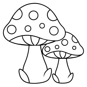 coloring book page for kids, gothic-style mushrooms, no color, no ...