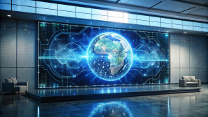 Create an AI intelligent large screen display image, with a focus on ...