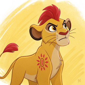 Kion from The Lion Guard, determined expression, red mane tuft. Unique ...