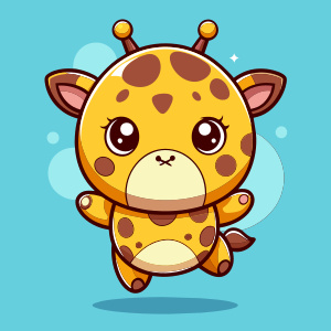 cartoon cute giraffe floating, chubby, angry, chibi. - Recraft