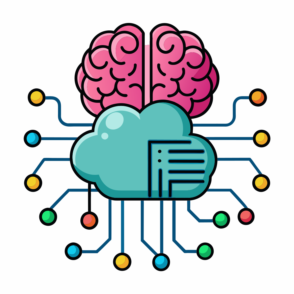 A brain-shaped computer chip with data flowing in and out like ...