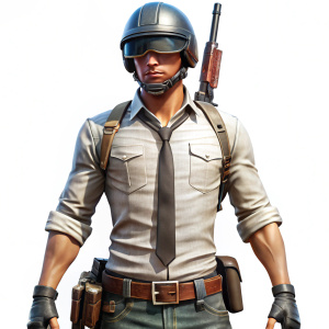 pubg game player character isolated on a white background - Recraft