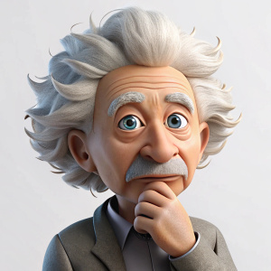 Visualize a high-quality 3D rendering of the iconic physicist Albert ...