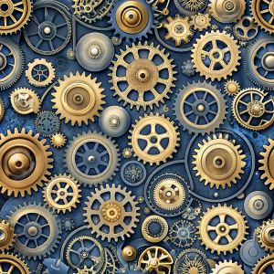 A seamless pattern of gears and cogs, representing the principles of ...