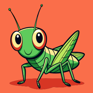 a cute grasshopper chibi style, vintage colors, 4K,. solid background ...