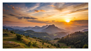 sunset in the mountains, Landscape, without any white background - Recraft