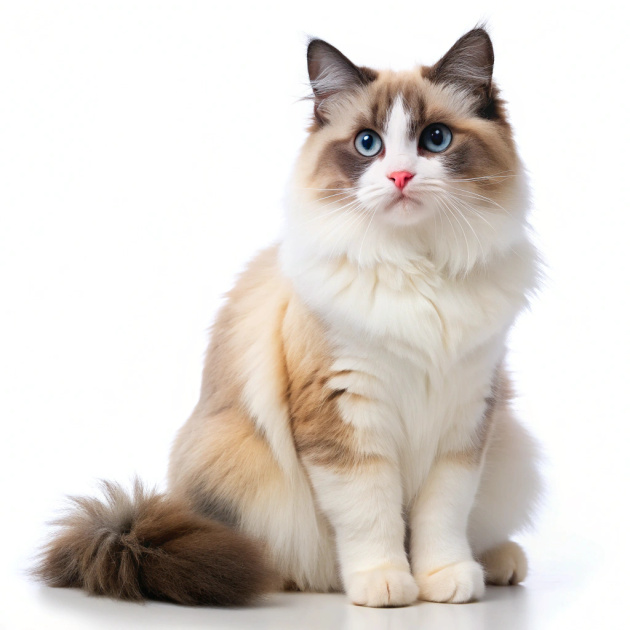beautiful Ragdoll cat full body side view isolated on white - Recraft