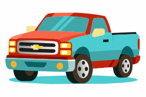 cute Chevrolet Silverado white background - Recraft