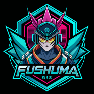 "Logo (FUSHUMA), modern 2D style, Japanese anime, futuristic details ...