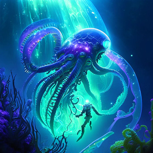 Colossal thin Magnapinna pacifica, with its tentacles at right angles ...