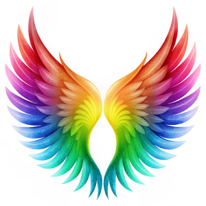rainbow angel wings, solid white background - Recraft