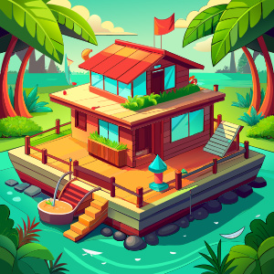 vector House-boat house - Recraft