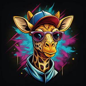 Cool hip hop giraffe head vector design for T-shirt , black background ...