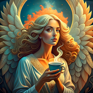 Angel drinking coffee - Recraft
