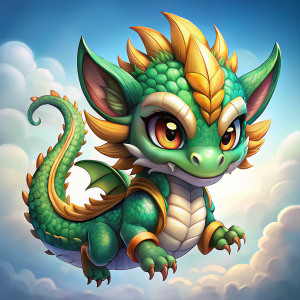 chibi dragon shen long, flyng - Recraft
