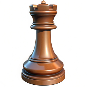 Imagine a high-quality 3D rendering of a singular chess rook ...