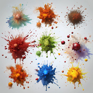 collection of splatter, VFX, plain white background - Recraft