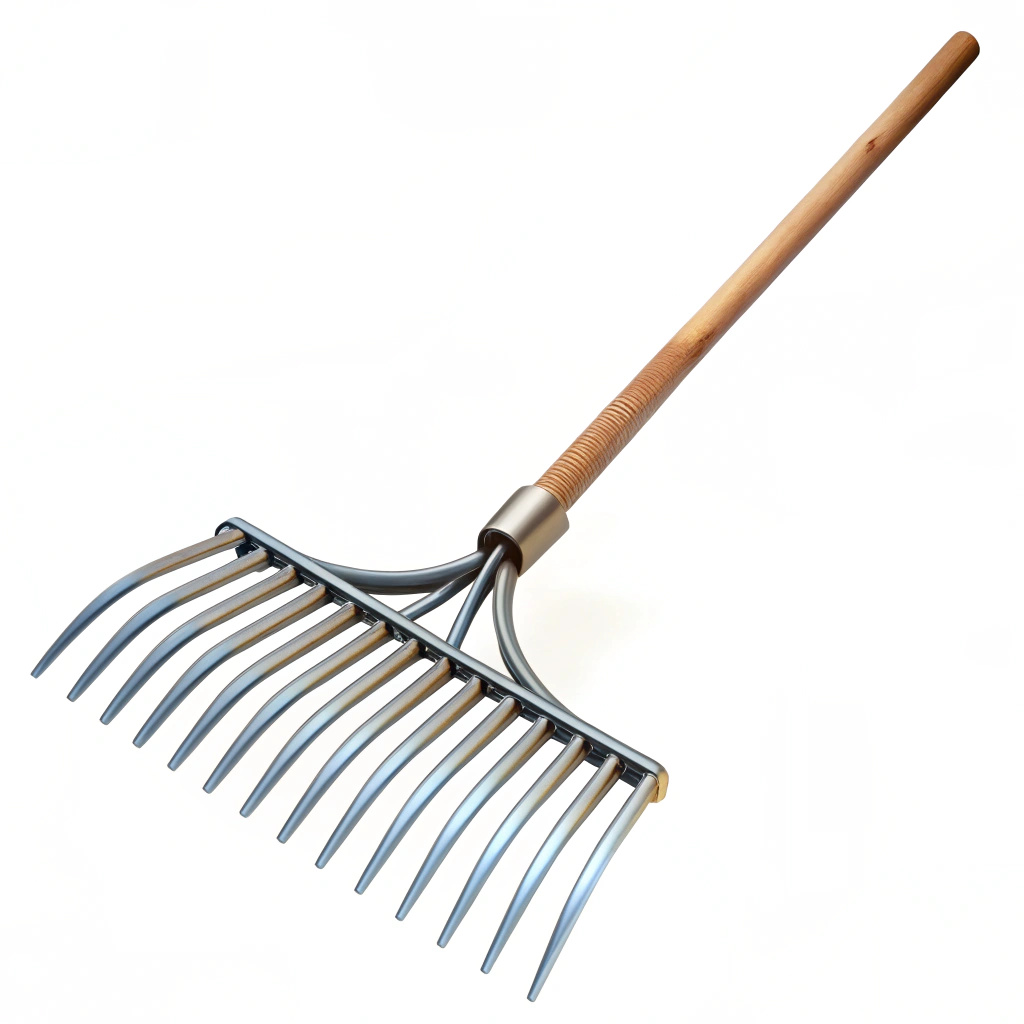 Iron Rake With Curved Tines Isolated objects on white background - Recraft