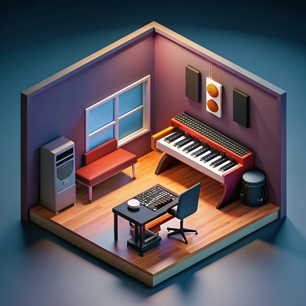 isometric Music Studio - Recraft