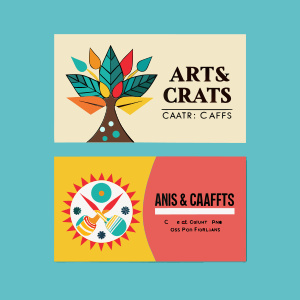 arts and crafts business card, front and back view - Recraft