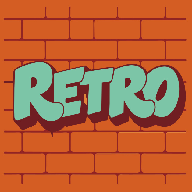 "RETRO" written on the Chalkboard with lettering on brick wall vintage ...