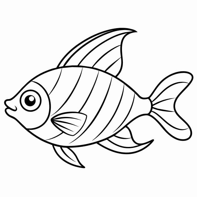 Firefish illustrations coloring page, line art, black lines, white ...