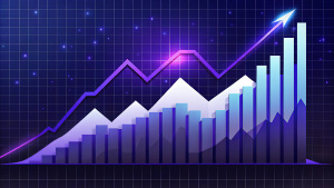 A dynamic chart showing a steep upward trend, symbolizing the price ...