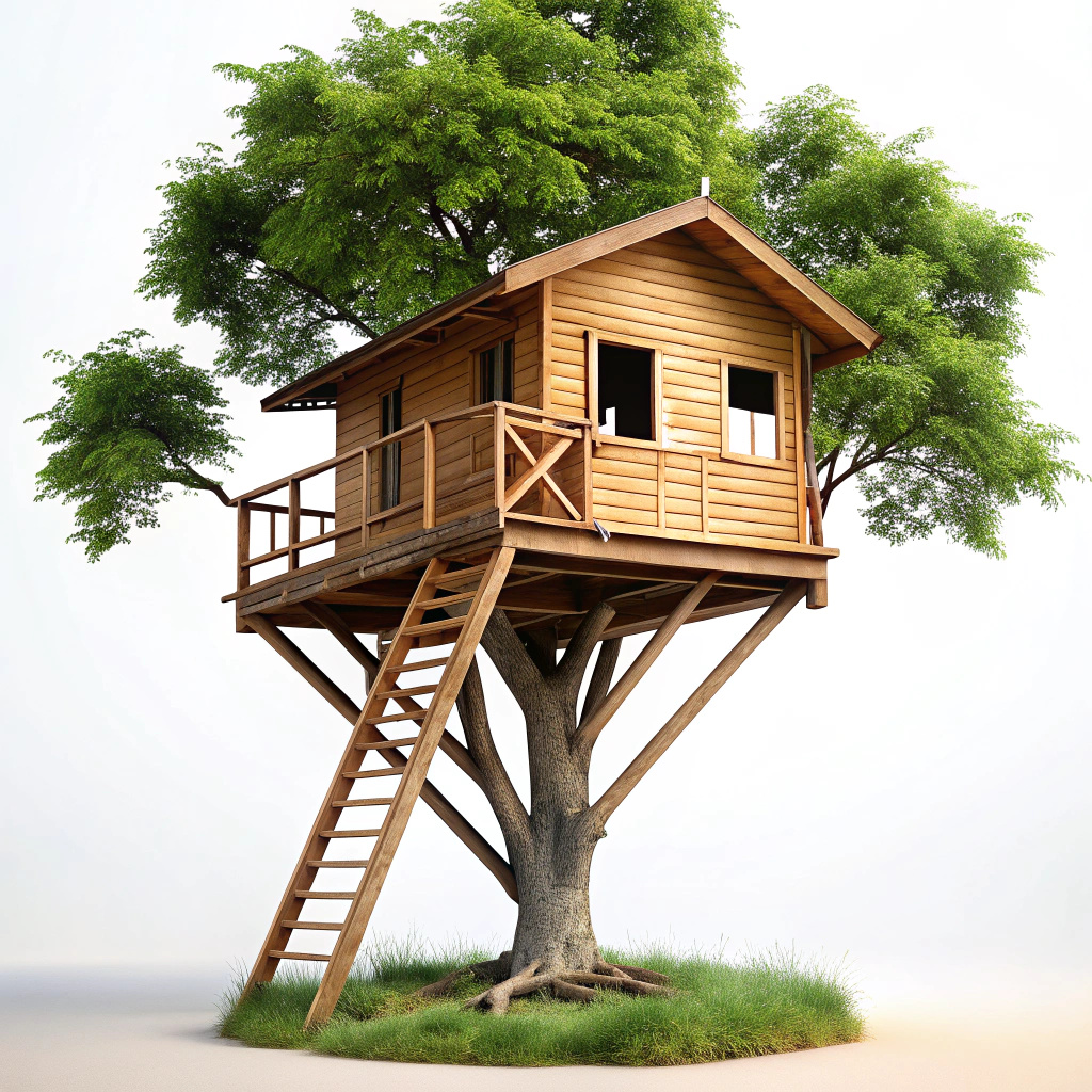 Treehouse House on white background - Recraft
