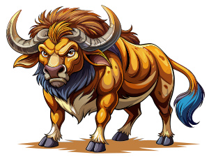 full body ,A ferocious-looking wild buffalo with a belly full , high ...