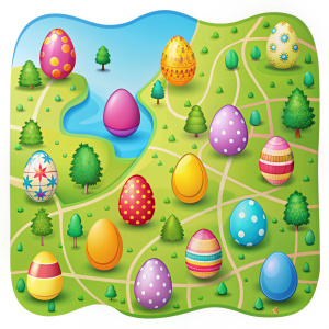 beautiful egg hunt map on white background - Recraft