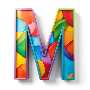 Colored M in Stylish writing with white background - Recraft