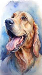 Bloodhound dog side angle laughing potrait - Recraft