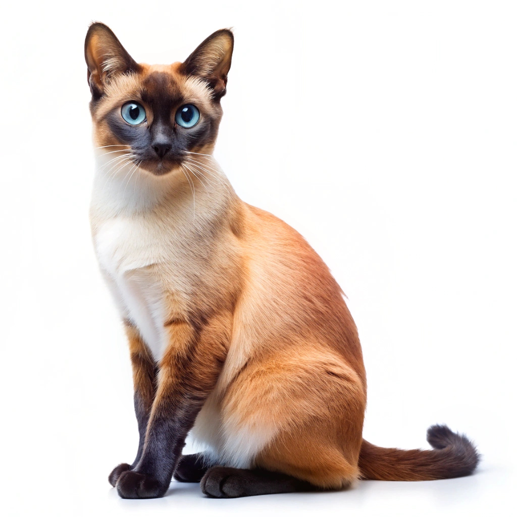 beautiful Siamese cat full body side view isolated on white - Recraft