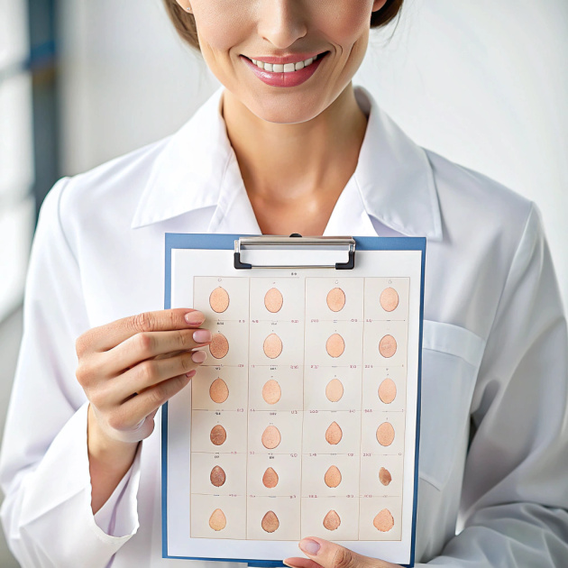 Dermatologist with Skin Chart: A close-up of a dermatologist with a ...