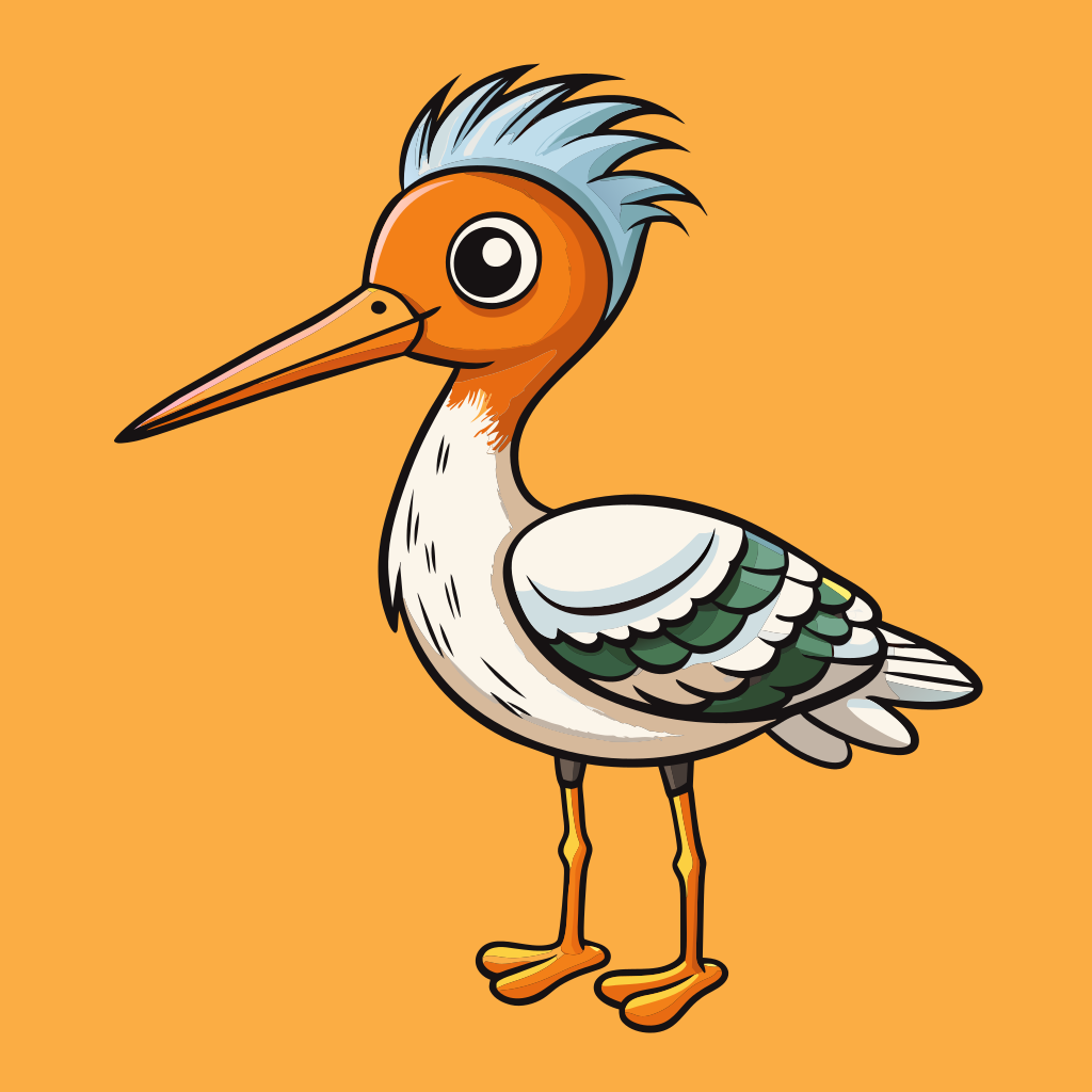Cute Hand Drawn Animal Avocet Cartoon Vector Illustration - Recraft