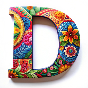 Colored D in Stylish writing with white background - Recraft