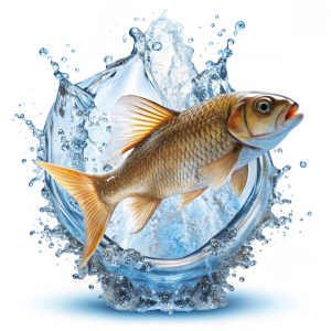 Water splash fish isolated on white background - Recraft