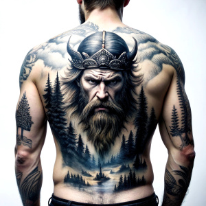 nordic trees berserker full back pieces tattoo high-definition design ...