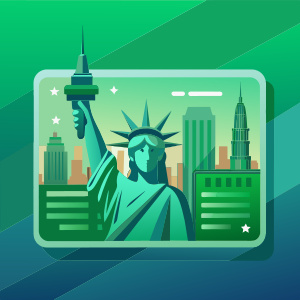 A logo: united states green card, on a transparent background ...