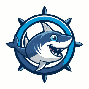 Cute Shark logo, On white background. In classic Ship Rudder - Recraft