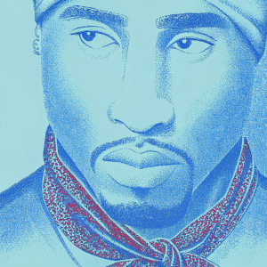 Tupac Shakur, legendary hip-hop artist, detailed charcoal portrait ...