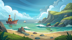 Cartoon style sea - Recraft